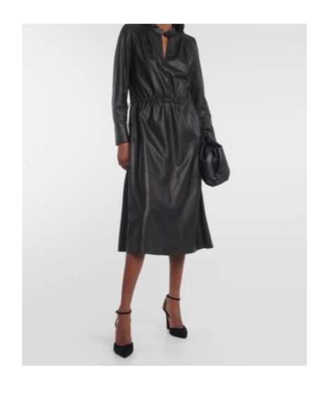 YVES SALOMON Leather Midi Dress