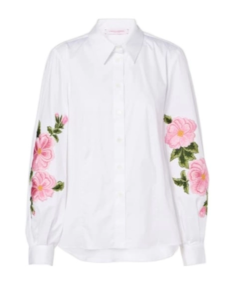 Carolina Herrera Floral Cotton-blend Shirt - White