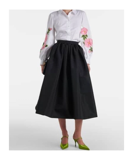 Carolina Herrera Floral Embroidered Cotton-blend Shirt