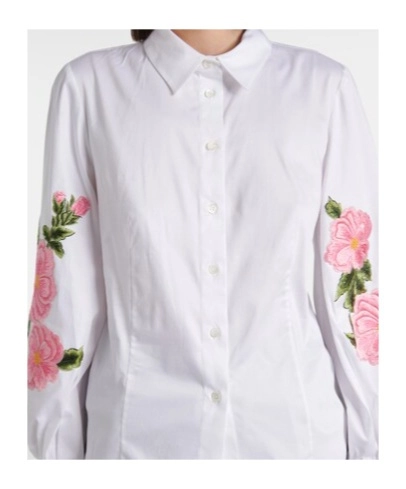 Carolina Herrera Floral Embroidered Cotton-blend Shirt