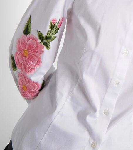 Carolina Herrera Floral Embroidered Cotton-blend Shirt