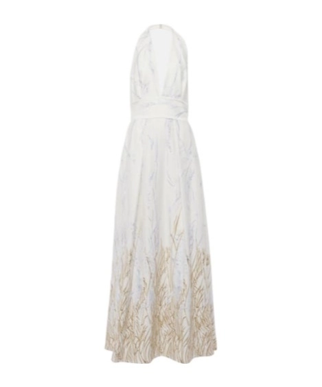 Elie Saab Embroidered Halterneck Cotton-blend Gown