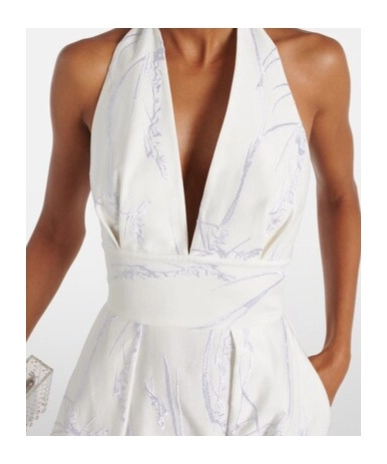 Elie Saab Embroidered Halterneck Cotton-blend Gown