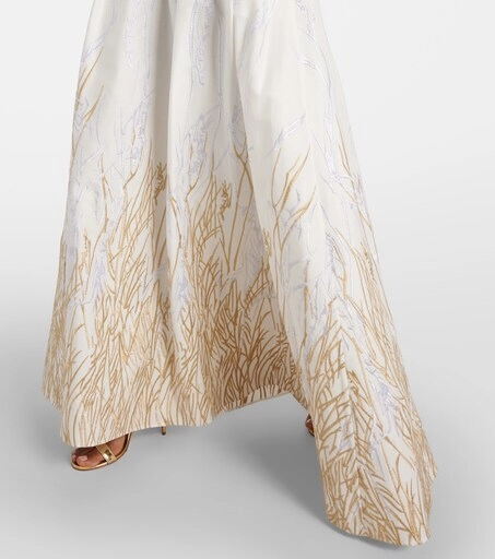 Elie Saab Embroidered Halterneck Cotton-blend Gown