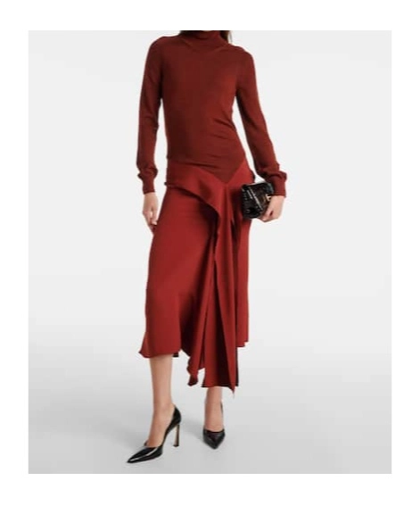 Victoria Beckham Wool And Crêpe Midi Dress With High Neck