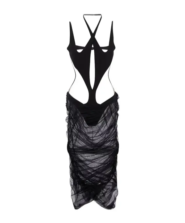 MUGLER Sheer Stretch Knit Dress