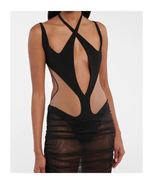 MUGLER Sheer Stretch Knit Dress