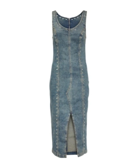 Blumarine Embellished Denim Midi Dress - Blue