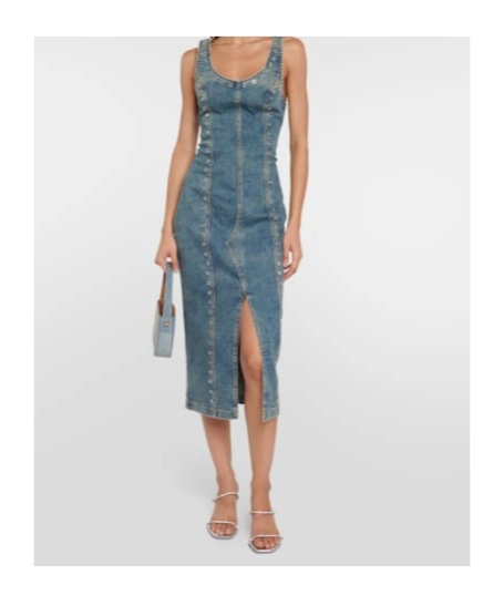 Blumarine Embellished Denim Midi Dress