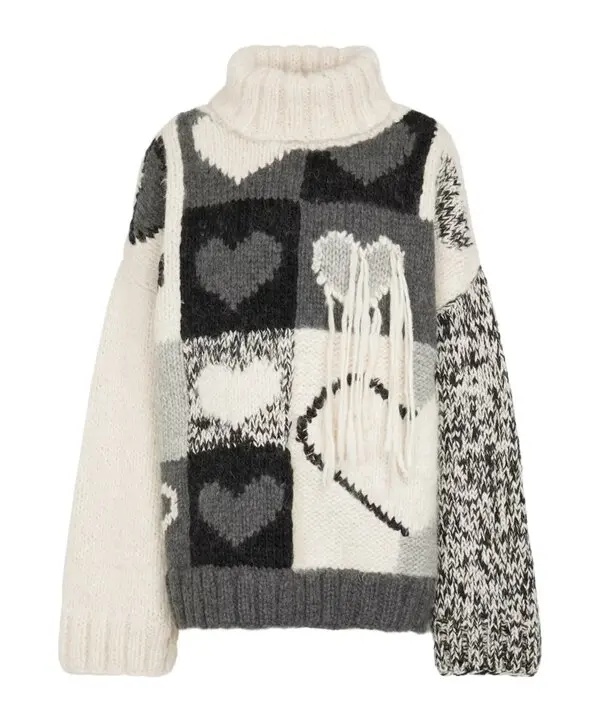 JOSEPH High-neck Floral Knit Sweater
