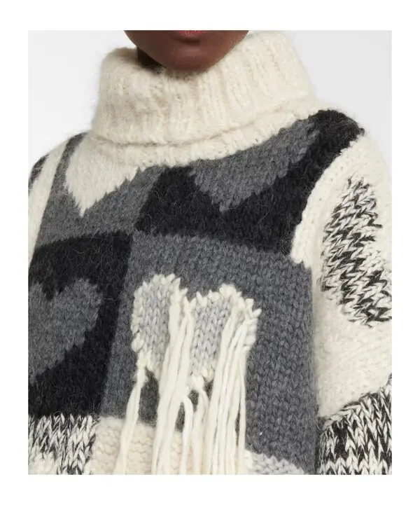 JOSEPH High-neck Floral Knit Sweater