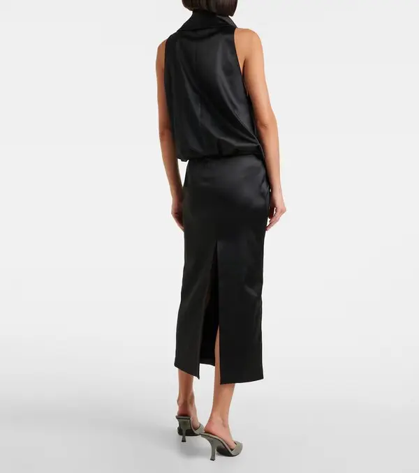 Attico Sleeveless Satin Midi Dress