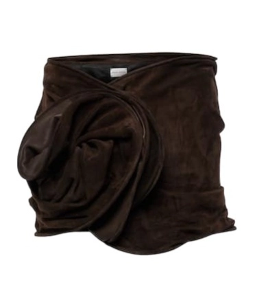Magda Butrym Floral-appliqué Suede Miniskirt - Black