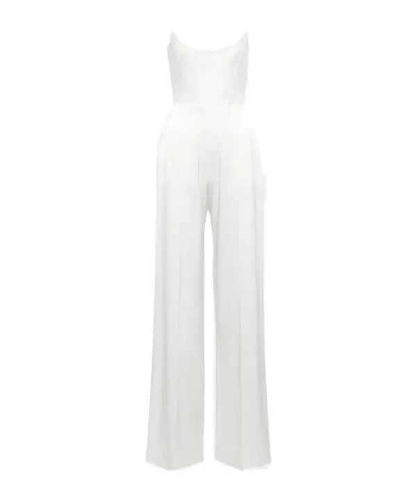 Alex Perry Bridal Slaine Satin-crêpe Jumpsuit - White