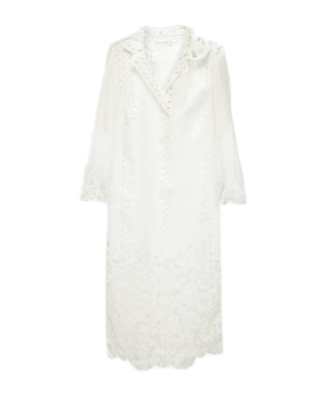 Oscar De La Renta Floral Trellis Guipure Lace-trimmed Tunic - White