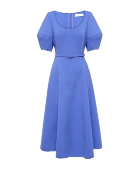Oscar De La Renta Puff-sleeve Wool-blend Midi Dress - Blue