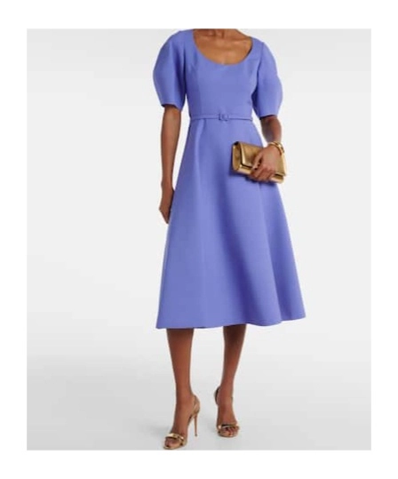 Oscar De La Renta Puff-sleeve Wool-blend Midi Dress