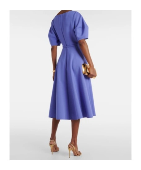 Oscar De La Renta Puff-sleeve Wool-blend Midi Dress