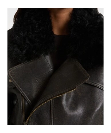 Alex Perry Shearling-trimmed Cropped Leather Biker Jacket