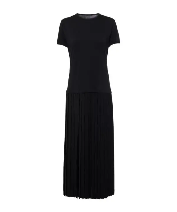 MAISON MARGIELA Pleated Cotton Midi Dress - Black