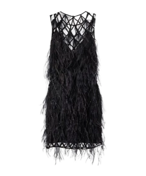 Attico Feather-trimmed Minidress - Black