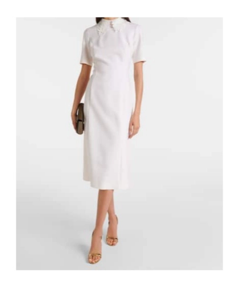 Oscar De La Renta Lace-trimmed Wool-blend Midi Dress