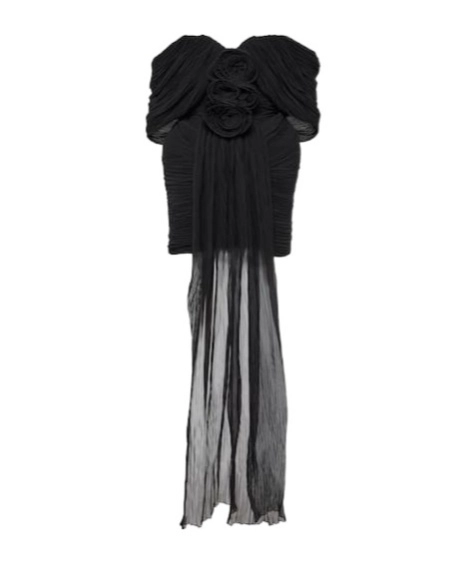 Magda Butrym Floral-appliqué Off-shoulder Silk Minidress - Black