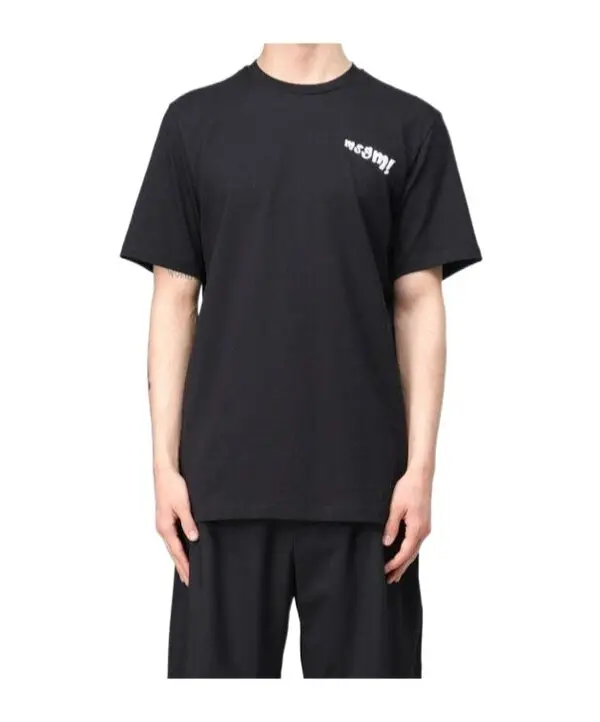 MSGM Logo Embroidered Jersey T-shirt - Black