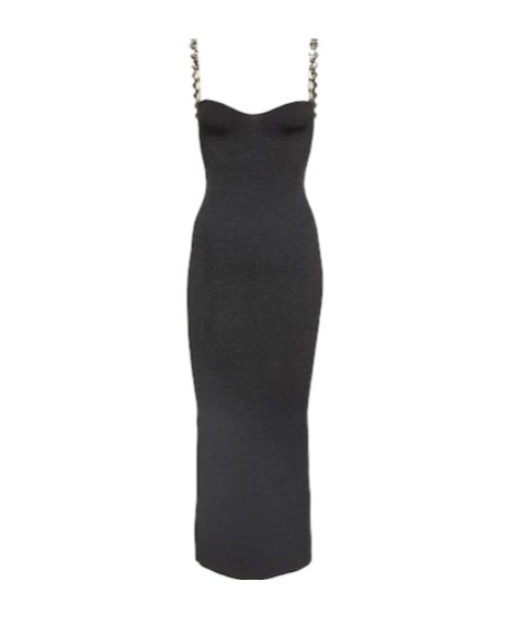 Galvan Globe Chain Wave Ribbed-knit Midi Dress - Black