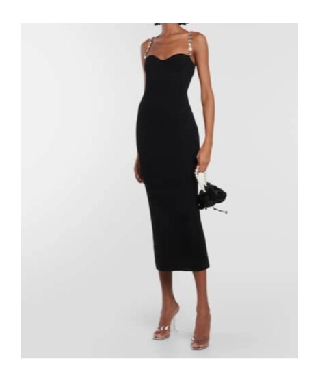 Galvan Globe Chain Wave Ribbed-knit Midi Dress