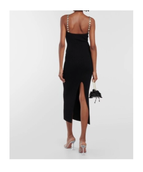 Galvan Globe Chain Wave Ribbed-knit Midi Dress