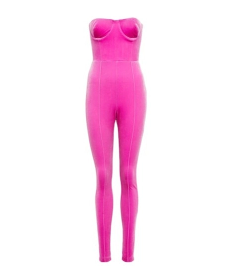 Alex Perry Strapless Velvet Jumpsuit