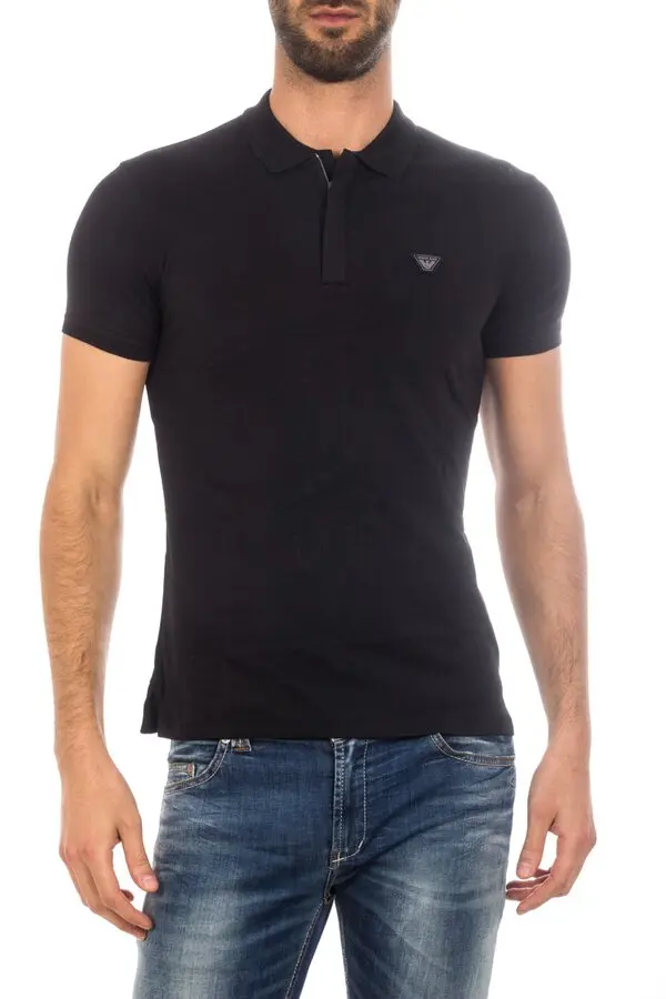 Emporio Armani Logo Slim Polo Shirt - Black