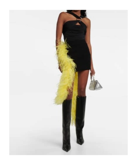 Attico Feather-trimmed Knitted Miniskirt