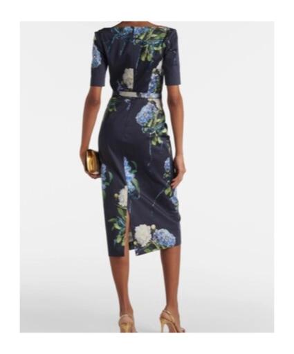 Monique Lhuillier Floral Poplin Midi Dress