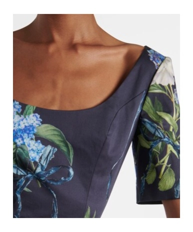Monique Lhuillier Floral Poplin Midi Dress