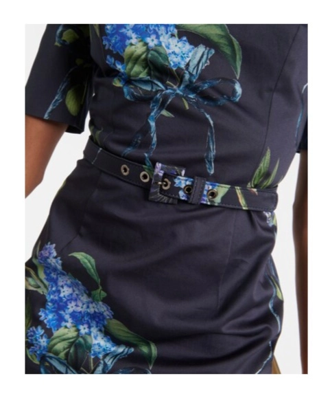 Monique Lhuillier Floral Poplin Midi Dress