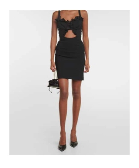 NENSI DOJAKA Ruffled Cutout Jersey Mini Dress