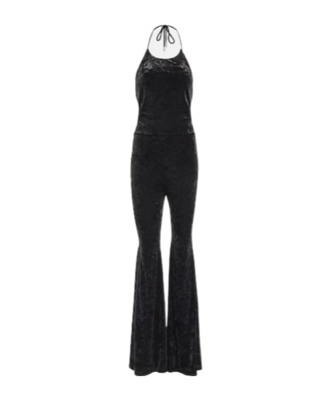 Alexandre Vauthier Halterneck Flared Velvet Jumpsuit