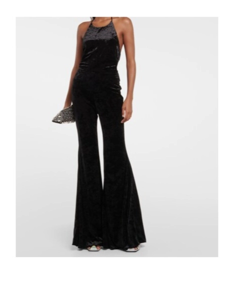 Alexandre Vauthier Halterneck Flared Velvet Jumpsuit