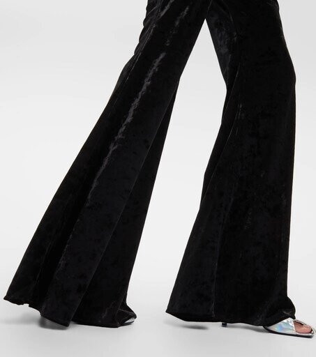 Alexandre Vauthier Halterneck Flared Velvet Jumpsuit