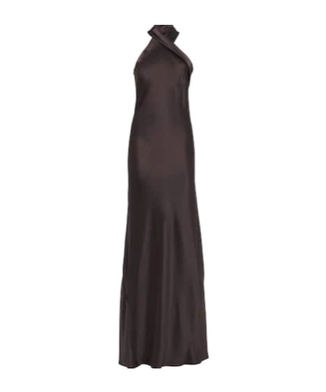 Galvan Pandora Halterneck Satin Maxi Dress