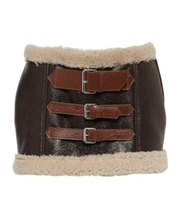 Blumarine Shearling-trimmed Leather Miniskirt