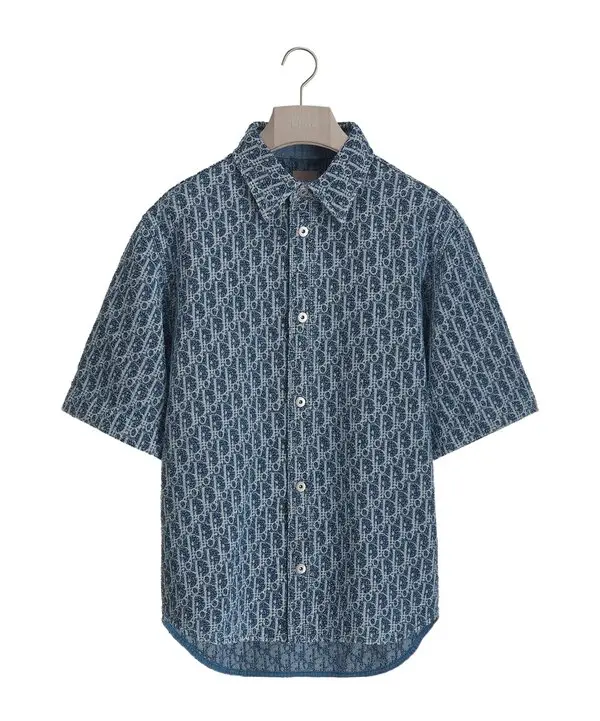Dior Oblique Pattern Short-sleeve Shirt - Blue