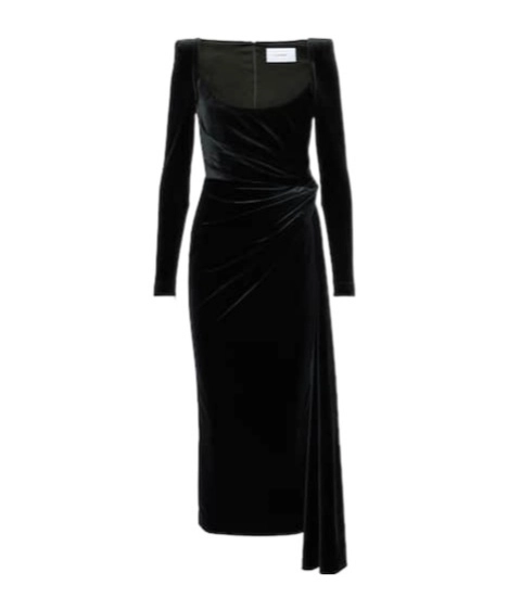 Alex Perry Draped Velvet Midi Dress - Black