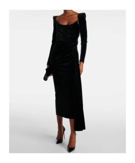 Alex Perry Draped Velvet Midi Dress