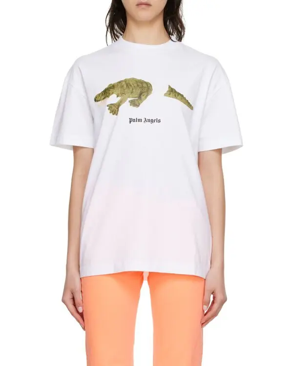 Palm Angels Crocodile-print Cotton T-shirt
