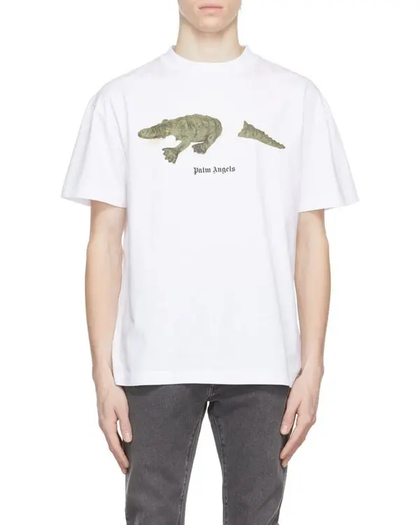 Palm Angels Crocodile-print Cotton T-shirt