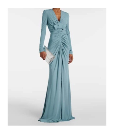 Elie Saab Bow-detail Ruched Jersey Gown