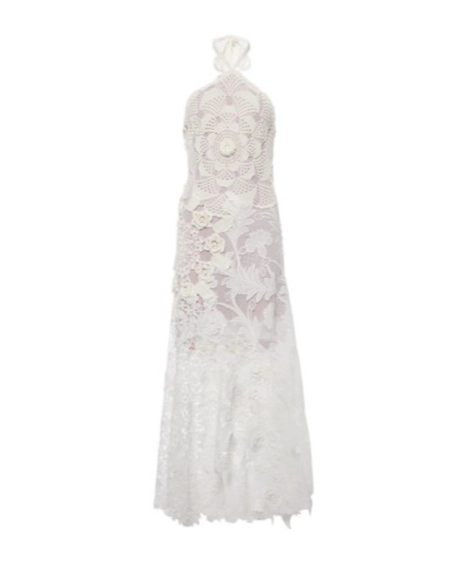 Oscar De La Renta Crochet Guipure Lace Gown